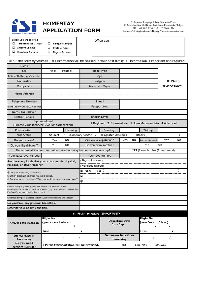 Homestay Application Form | PDF | Meal | Meat