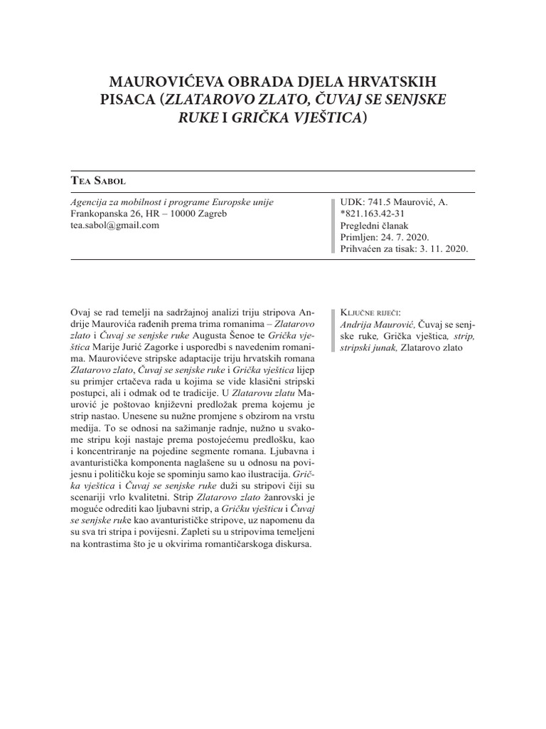 Mauroviceva Obrada Hrvatskih Pisaca | PDF