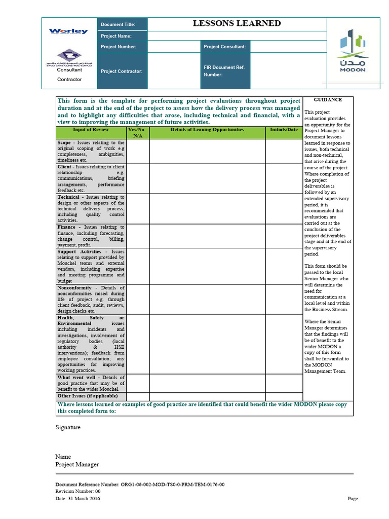 Lessons Learned | PDF | Consultant | Economies