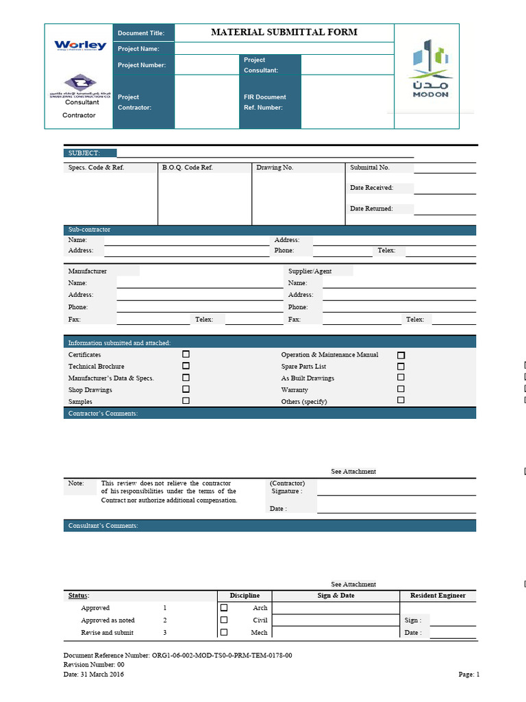 Material Submit Tal Form | PDF