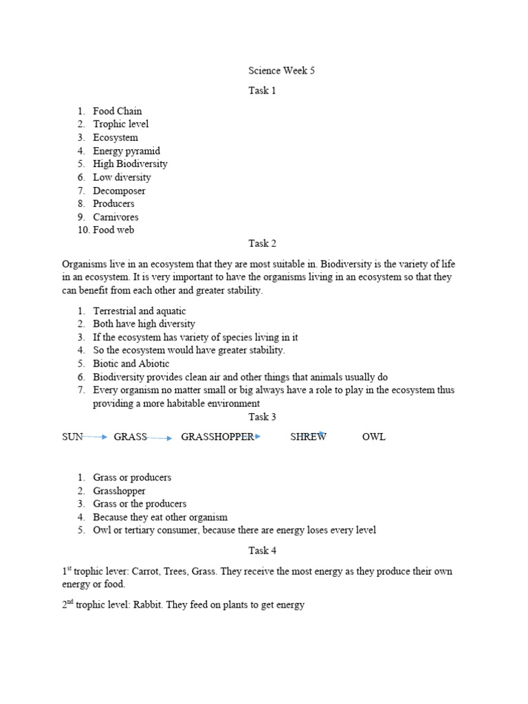 Science Week 5 | PDF | Food Web | Ecosystem