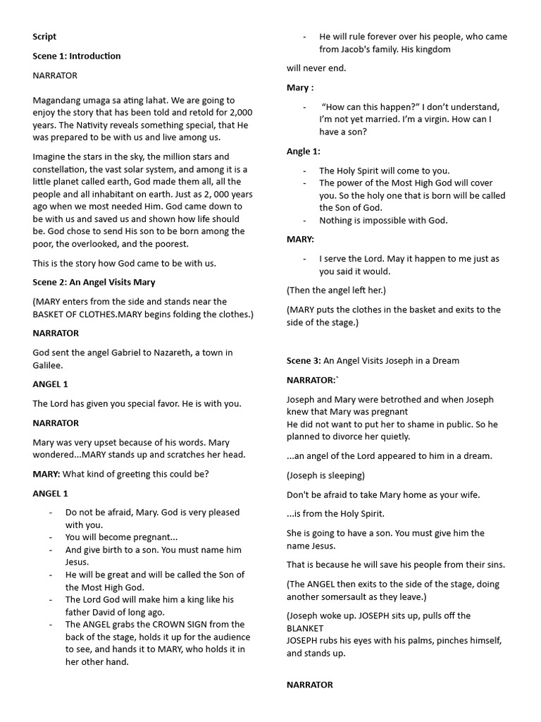 Script Drama Nativity | PDF | Saint Joseph | Mary, Mother Of Jesus