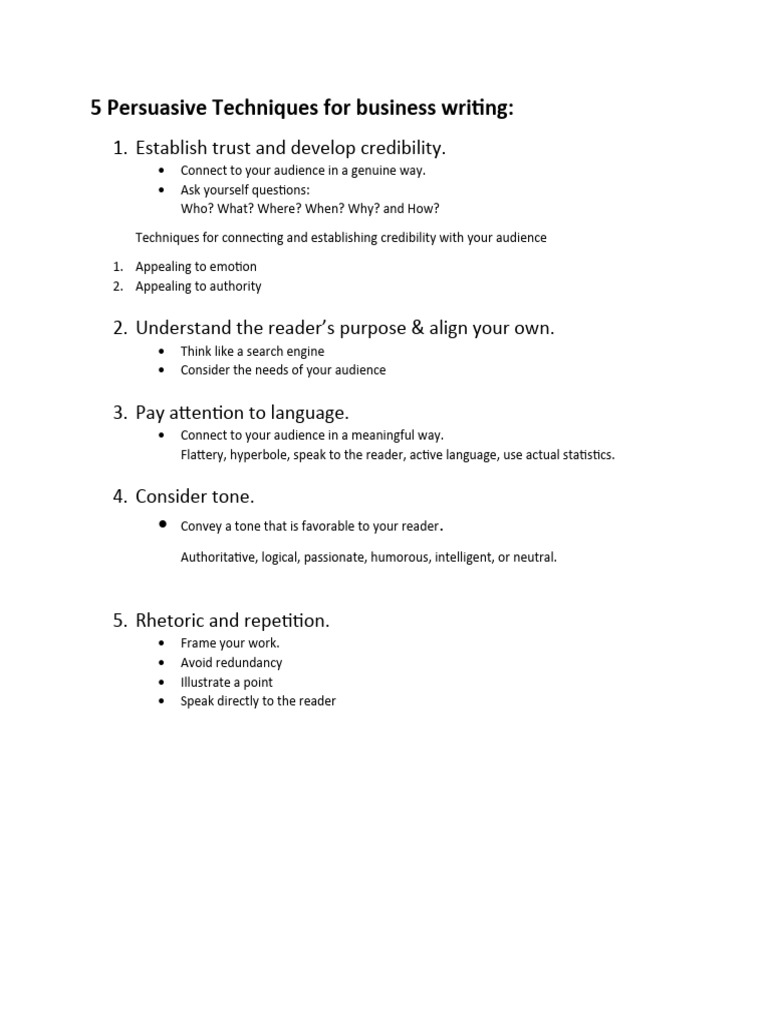 5 Persuasive Techniques For Business Writing | PDF | Career & Growth