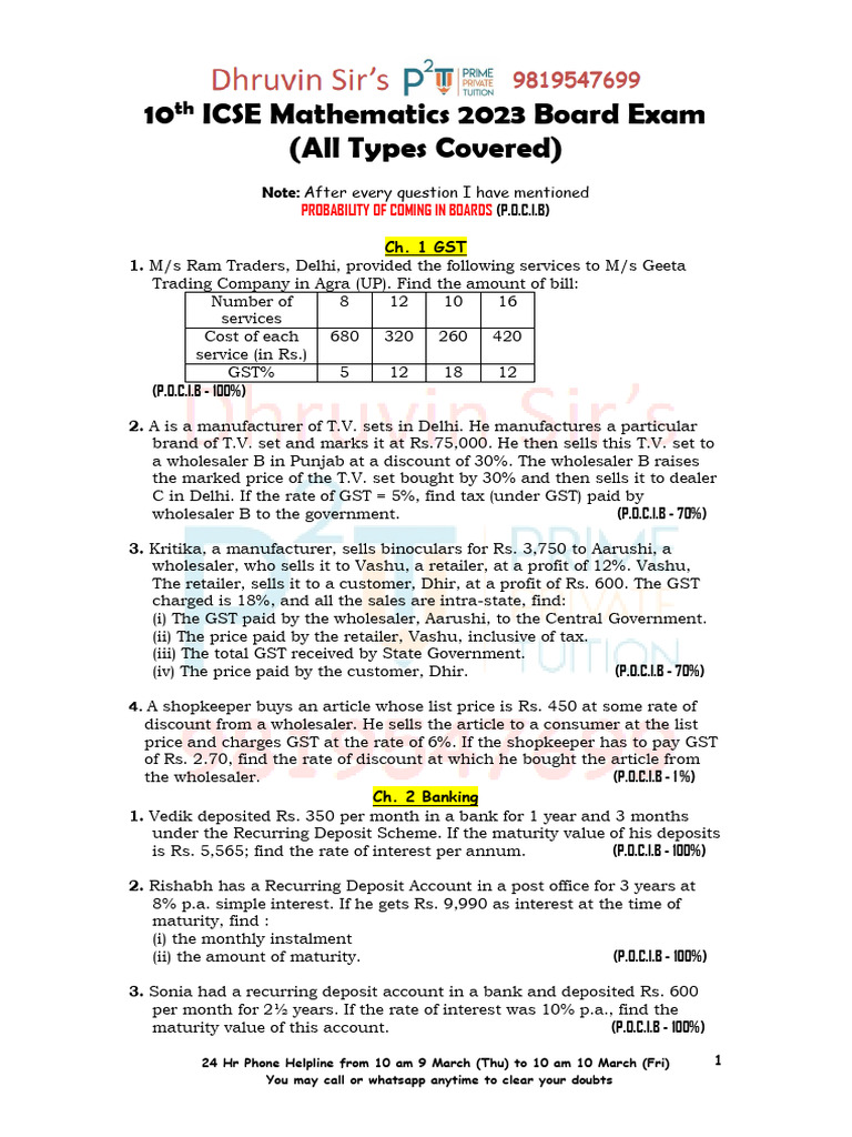 10th Maths LMR (All Type of Questions) Icse | Download Free PDF | Circle | Geometry