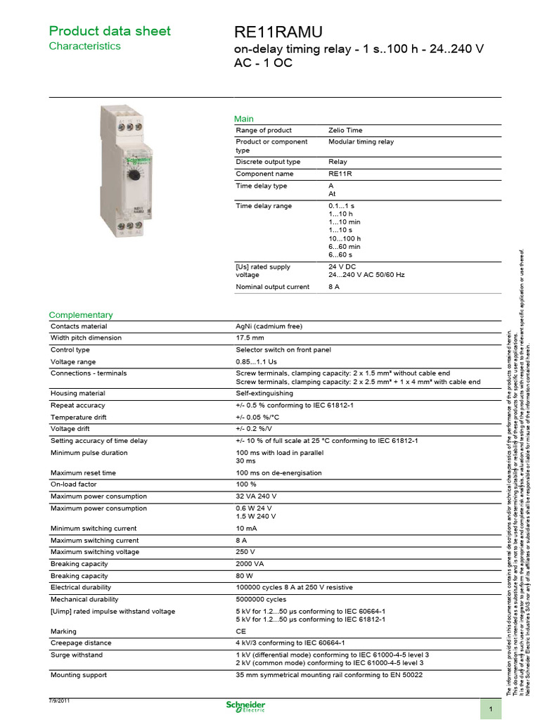 RE11RAMU | Download Free PDF | Relay | Hertz