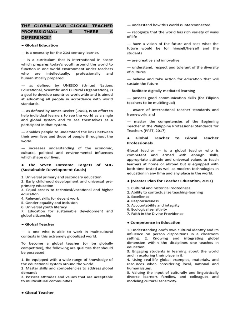 The Global and Glocal Teacher Professional A Closer Look Asean and ...