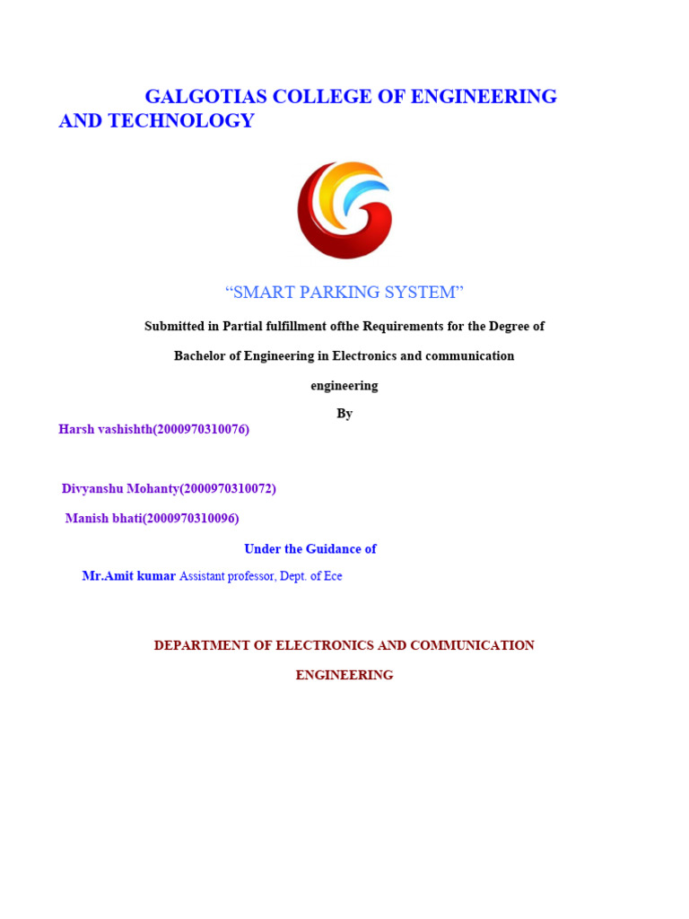 PR3228 - Smart - Parking - System - Report - Raj Mani M | PDF | Parking ...