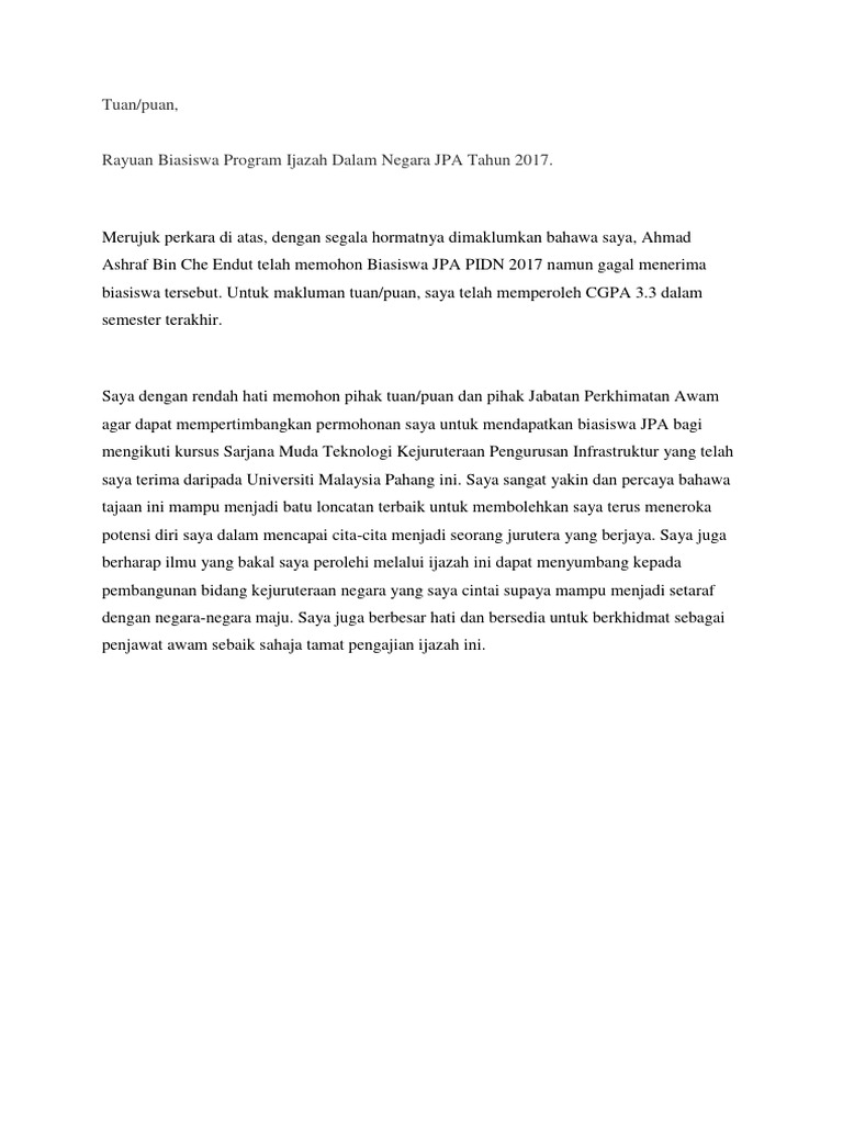 Toaz - Info Surat Rayuan Jpa PR | PDF