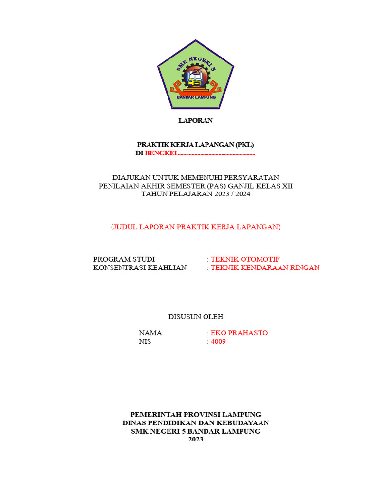 Contoh Penulisan Laporan PKL | PDF