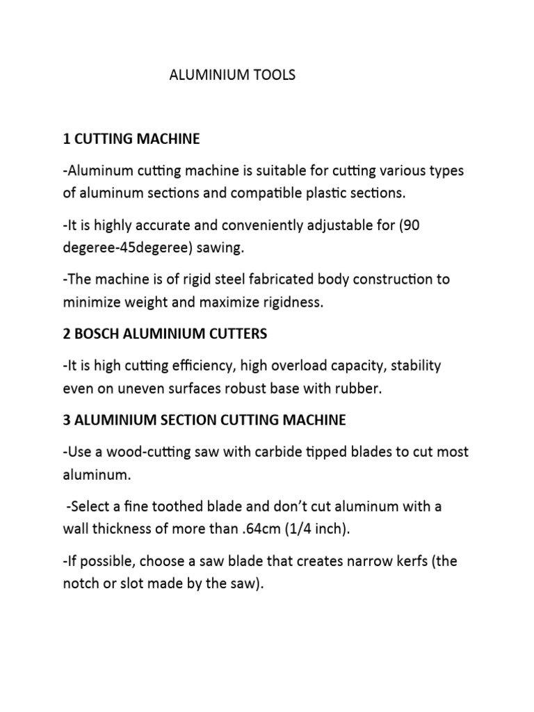 Aluminium Tools | PDF