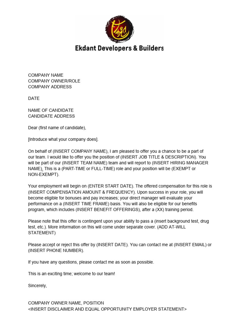 Offer Letter Template | PDF