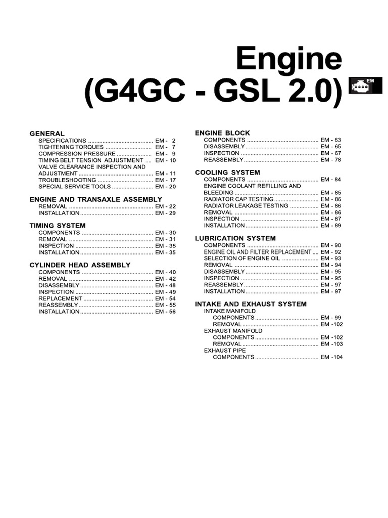02 - Engine (G4GC - GSL 2.0) | PDF