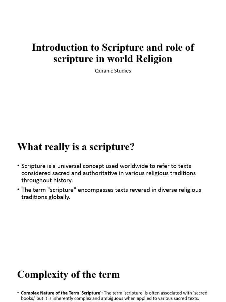 Introduction To Scripture and Role of Scripture in World Religion | PDF | Torah | Vedas