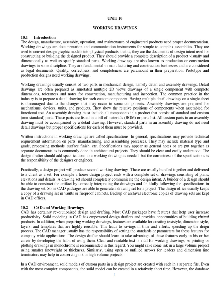 Unit 10 Working Drawings | PDF | Technical Drawing | Computer Aided Design