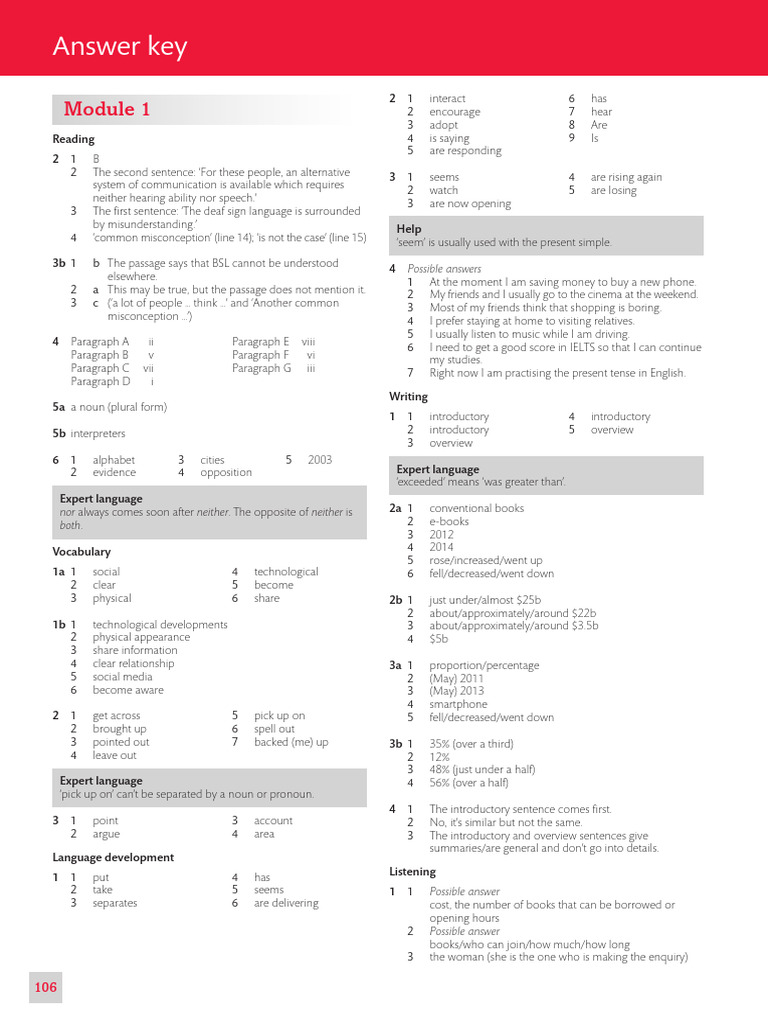 Student Resource Book Answer Key | PDF | Noun | Verb