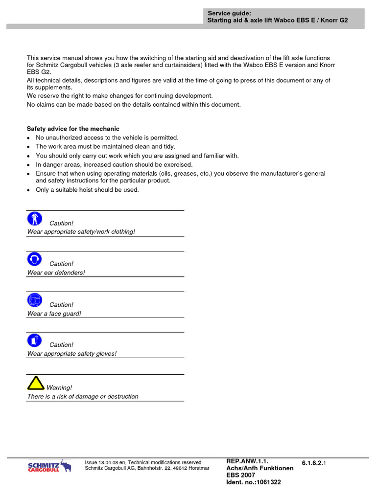 6.1.6.2 Axle Lift Starting Aid Functions EBS 2007 GB | PDF | Manufactured Goods