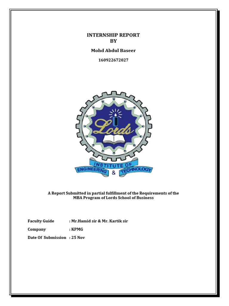 INTERNSHIP REPORT Baseer | PDF | Data Analysis | Analytics