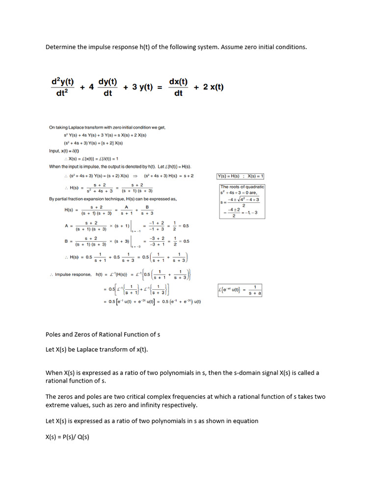 Poles and Zeros in Laplace Transform | PDF | Polynomial | Laplace Transform