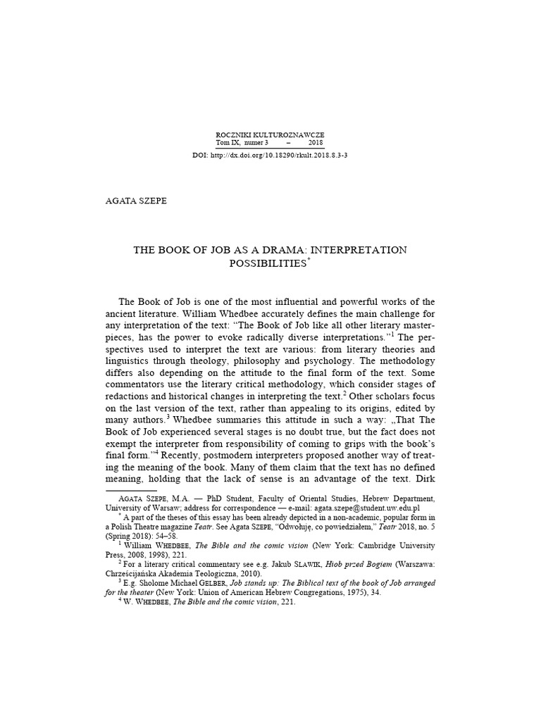 Job as Drama: Interpretation Insights | PDF | Book Of Job | Narration