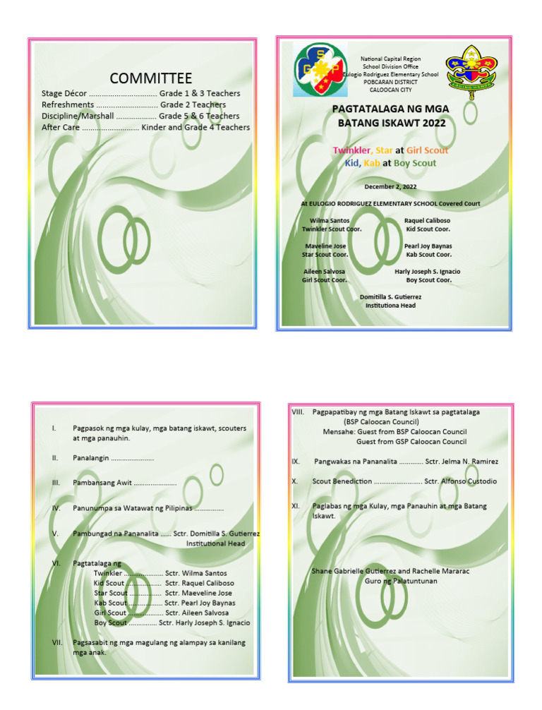 Program in BSP GSP Investiture 2022 | PDF