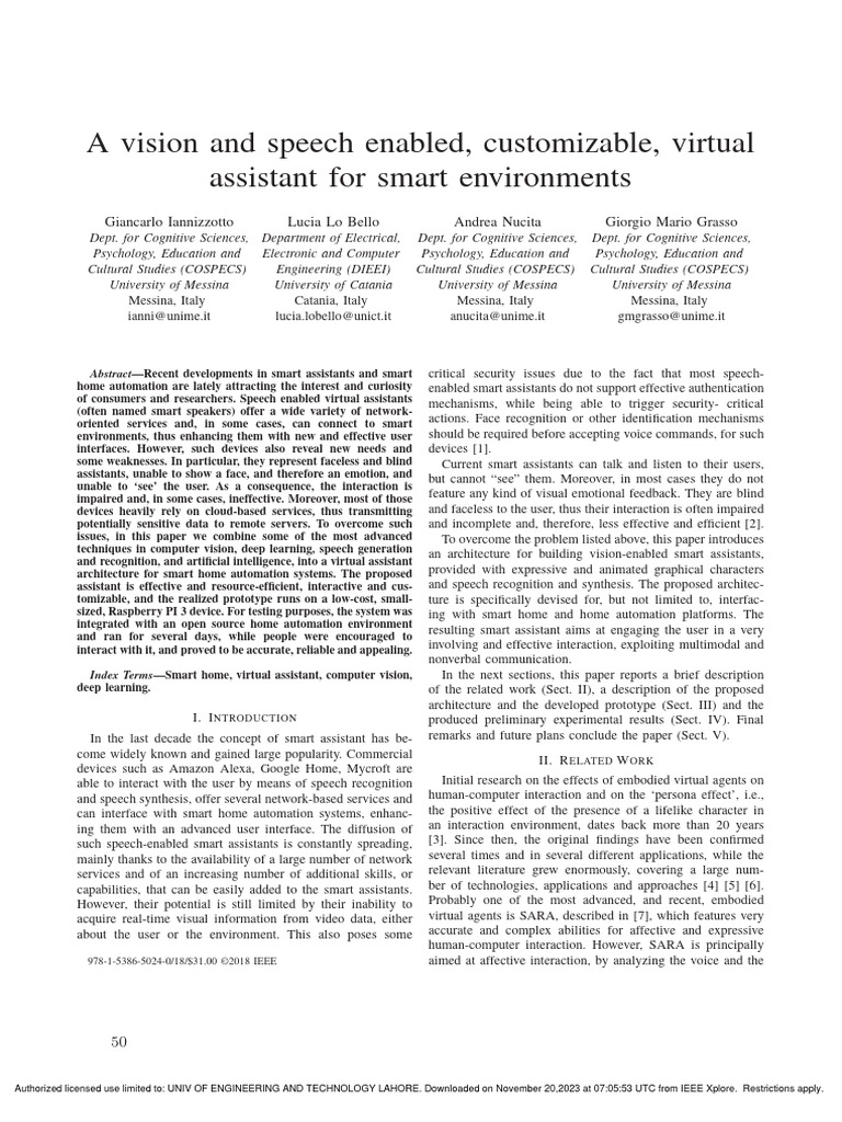 A Vision and Speech Enabled Customizable Virtual Assistant For Smart ...