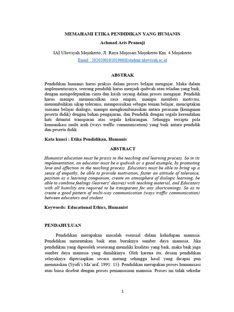 Etika Pendidikan Humanis | PDF