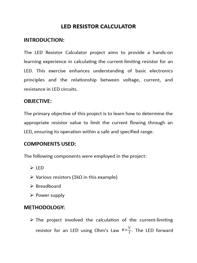 Led Resistor Calculator | PDF | Resistor | Electrical Resistance And ...