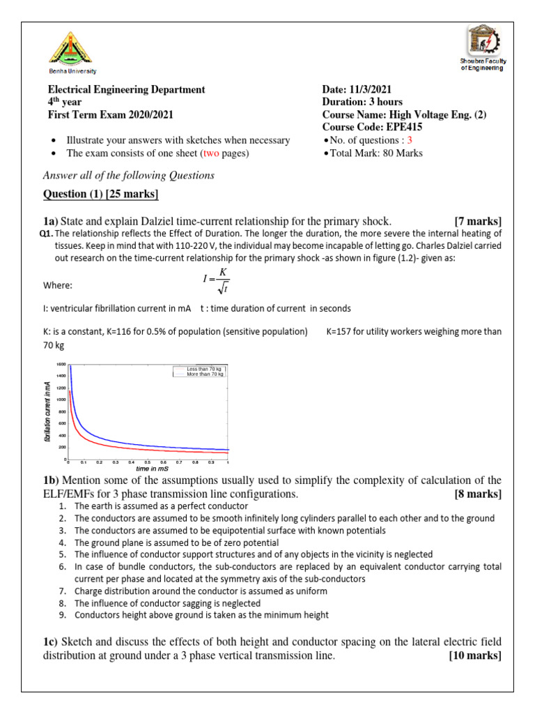 High Voltage Engineering Exam 2021 | PDF | Electric Field | Electrical ...