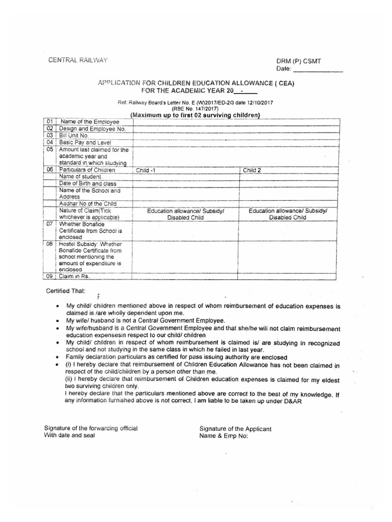 CEA Form | PDF