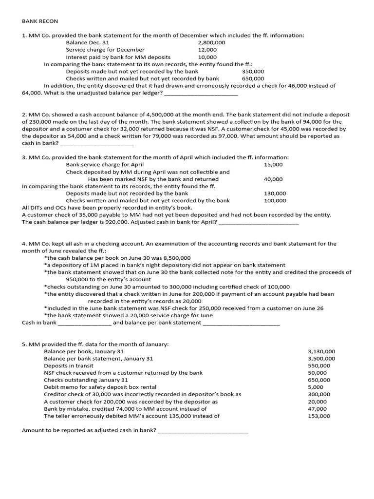 Bank Recon Part | PDF | Cheque | Banks