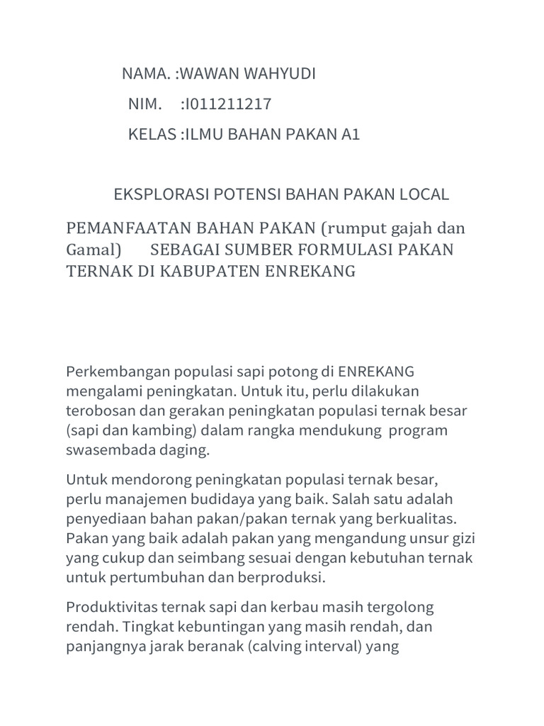 217 - Wawan Wahyudi - Explorasi Dan Potensi Bahan Pakan Local | PDF