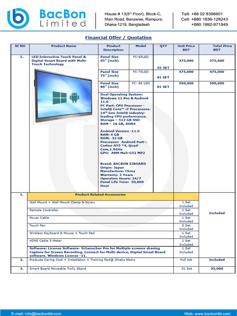 A Update - Price Quotation For BACBON IFP | PDF | Android (Operating ...