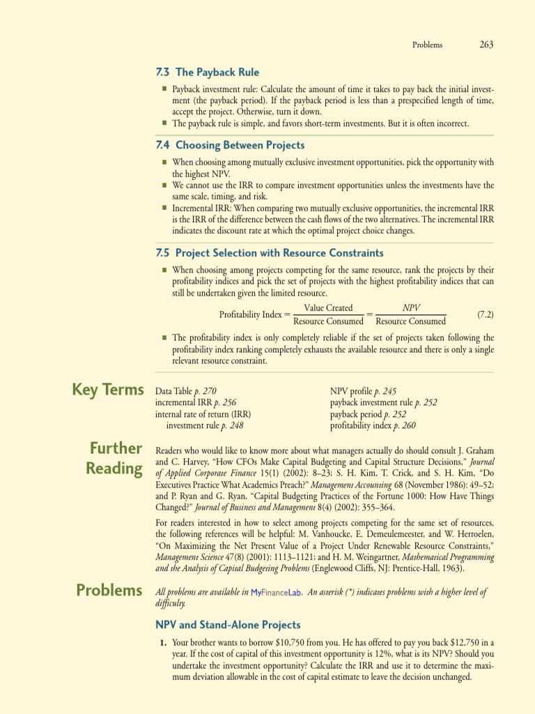 Investment Decision Rules | PDF | Internal Rate Of Return | Net Present Value