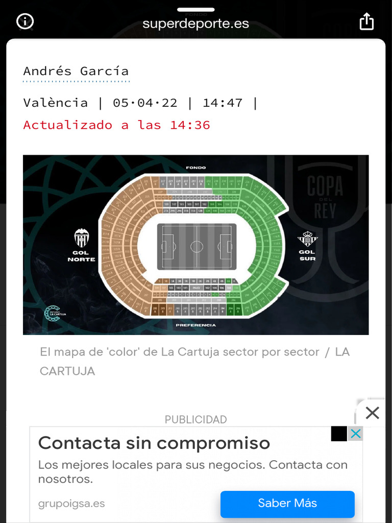 El Mapa de 'Color' de La Cartuja Sector Por Sector - Superdeporte | PDF