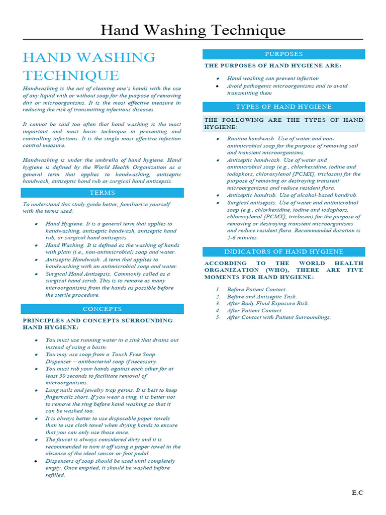Hand Washing Technique | PDF | Hand Washing | Hygiene