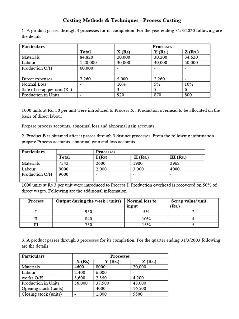 Process Costing Techniques | PDF | Oil Refinery | Ton