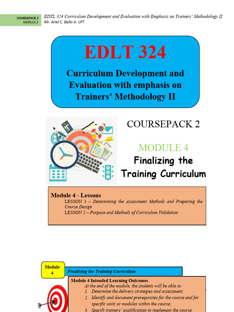 Coursepack 2 Module 4 Lessons 1 3 EDTL 324 | PDF | Educational Assessment | Curriculum