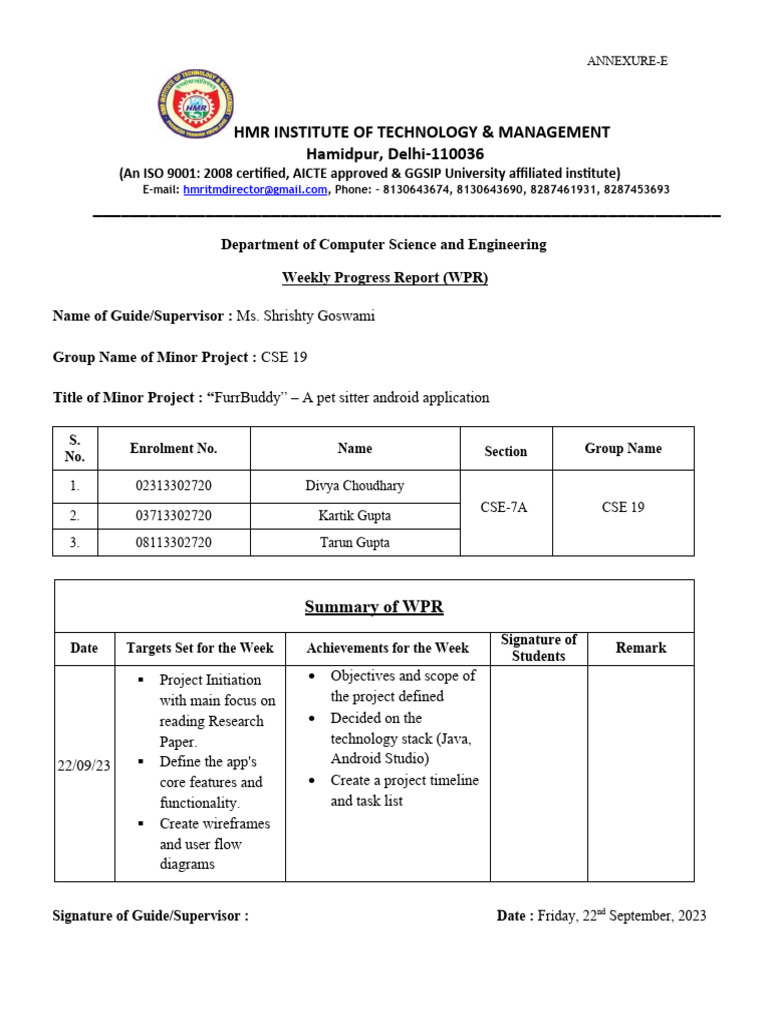 Minor Project WPR | PDF | Android (Operating System) | Systems Engineering