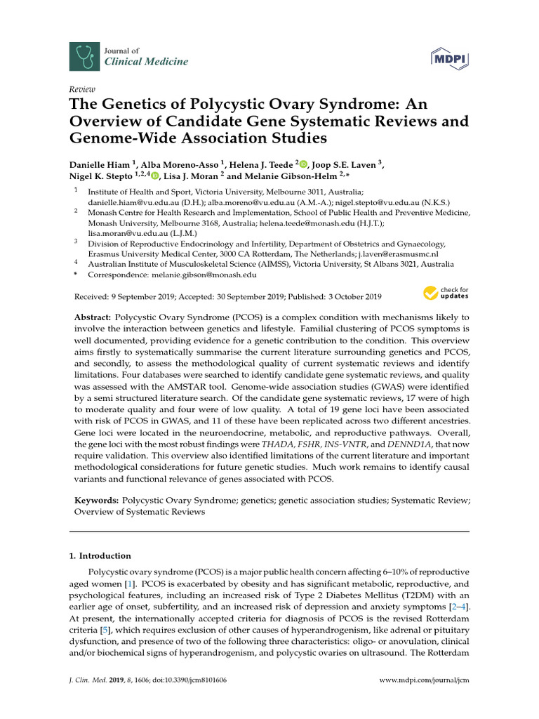 The Genetics of Polycystic Ovary Syndrome An | PDF | Systematic Review | Single Nucleotide ...