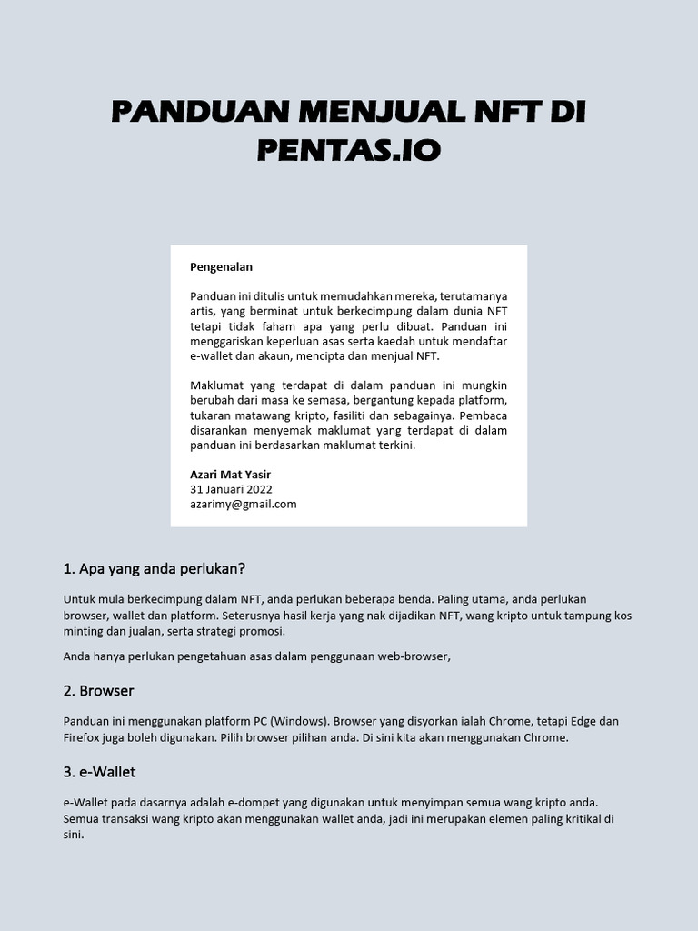 Panduan Menjual NFT Di Pentas - Io | PDF