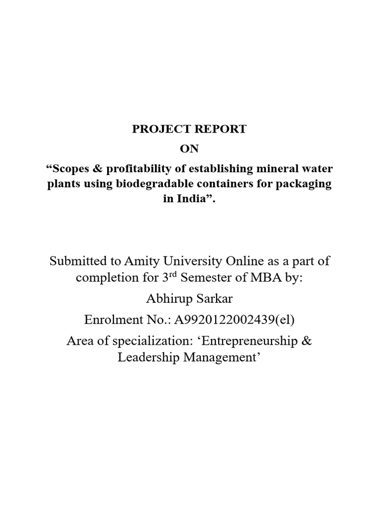Project Report of Abhirup Sarkar (MBA 3rd Sem, Amity University Online) | Download Free PDF ...
