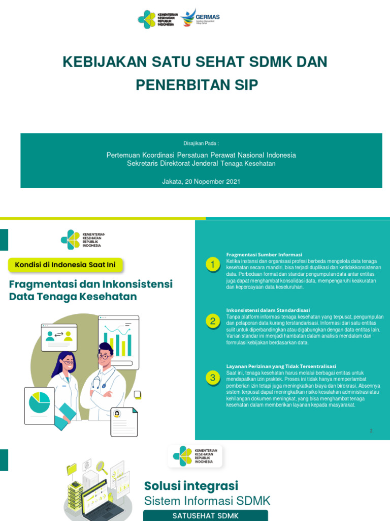 KEBIJAKAN SATU SEHAT SDMK Dan PENERBITAN SIP PPNI | PDF