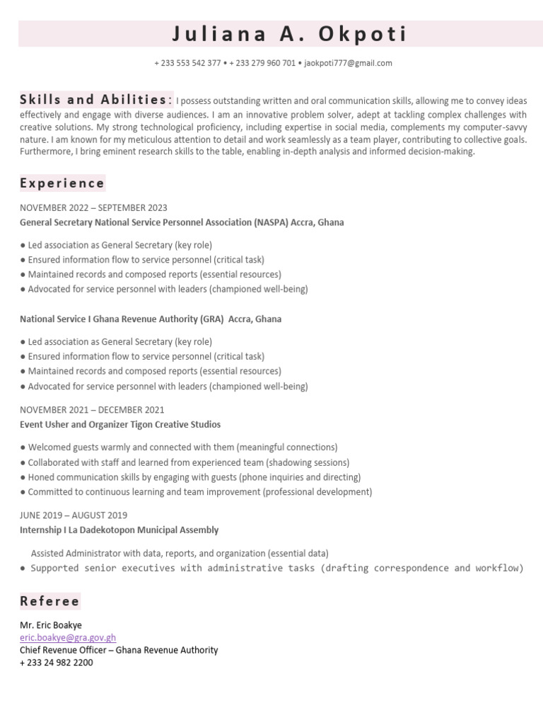 Juliana Okpoti C.V PDF | PDF
