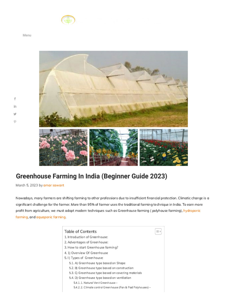 Greenhouse Farming in India (Beginner Guide 2023) | PDF | Greenhouse | Agriculture