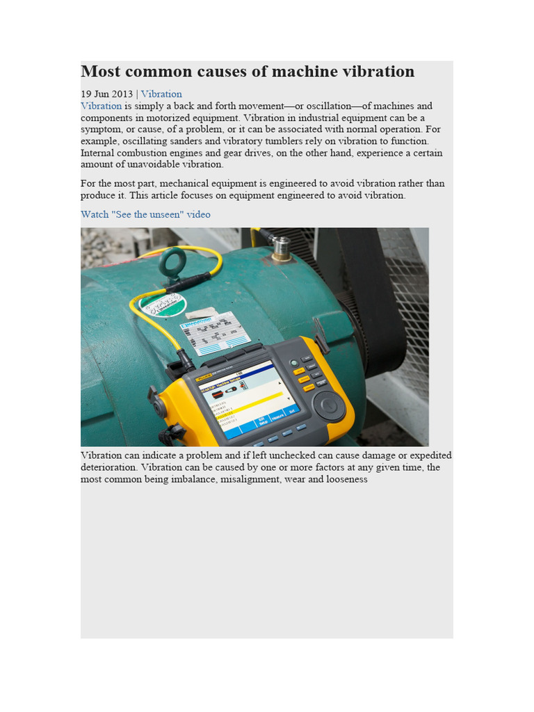 Common Causes of Machine Vibration | PDF | Machines | Bearing (Mechanical)