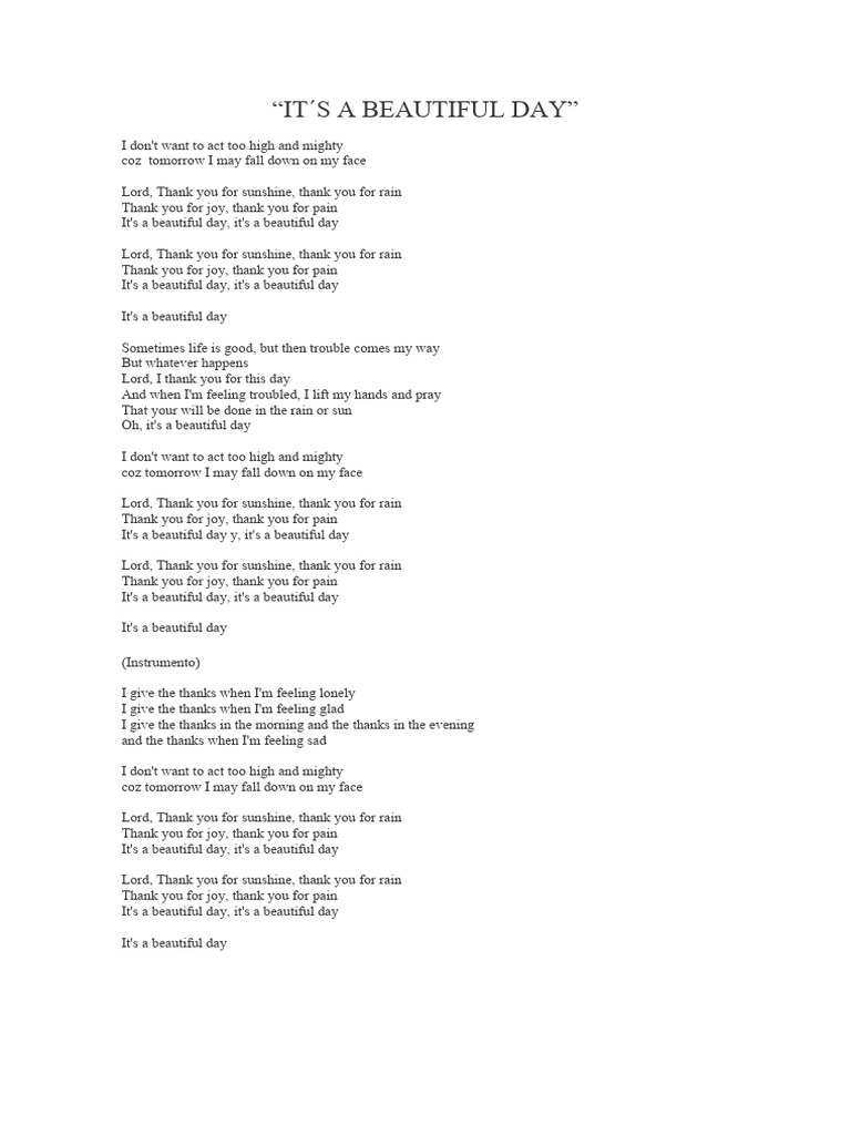 It Is A Beatiful Day | PDF