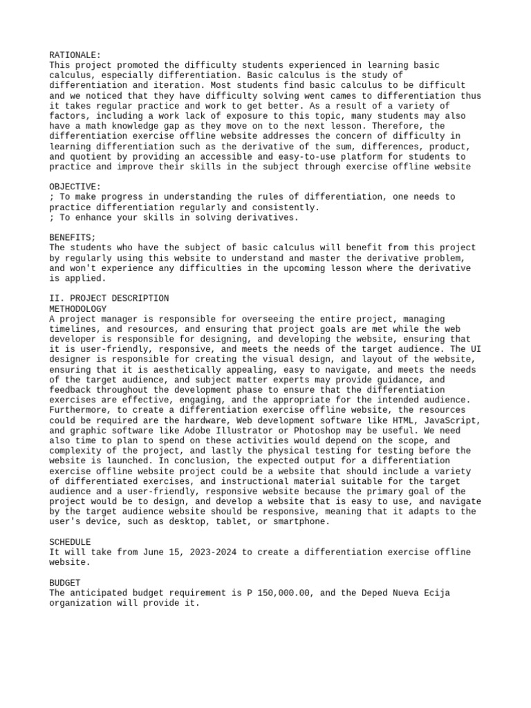 Project Proposal | Download Free PDF | Usability | Derivative