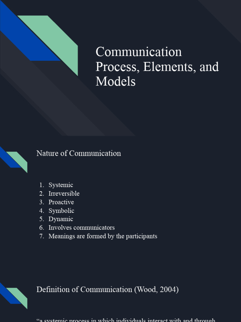 Communication Process, Elements, and Models | PDF | Communication ...