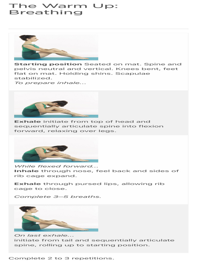 STOTT PILATES Warm Up Breathing Merrithew® | PDF | Anatomical Terms Of ...