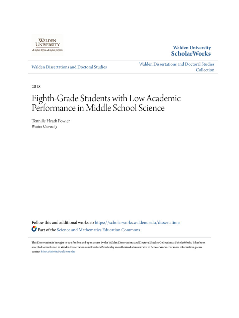 Eighth-Grade Students With Low Academic Performance in Middle SCH | PDF ...